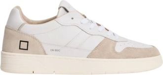 D.A.T.E. D.a.t.e., Homme, Chaussures, Blanc, Taille: 43 EU Baskets Court Blanches avec Daim Beige
