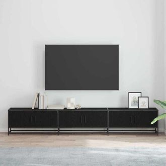 vidaXL Vidaxl - Meuble TV ch&ecirc;ne noir 240 x 35 x 41 cm - Bois ding&eacute;nierie avec 6 portes - Finition mate pour salons modernes