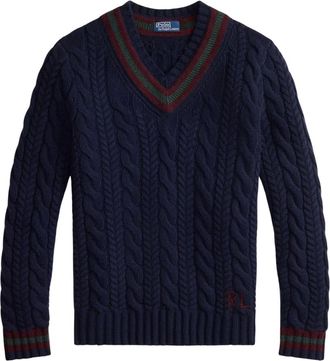 Ralph Lauren Homme, Pulls, Bleu, Taille: M Pull &agrave; Col en V avec Logo