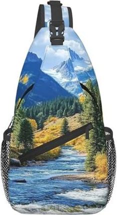 Generic Forest Mountain View, sac &agrave; bandouli&egrave;re en pin vert, sac &agrave; dos de voyage, sac &agrave; dos &agrave; bandouli&egrave;re pour homme, sac &agrave; dos de randonn&eacute;e