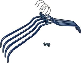 WENKO Formbügel-Set Multi 4er Set - Kleiderbügel rutschhemmend beschichtet, Bügelverbinder, verchromtes Metall, 42 x 19 x 1 cm, Silber glänzend