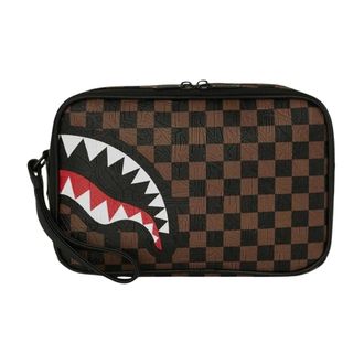 Sprayground Sprayground - Check 2 Emboss Toiletry Bag - Homme - Sacs - Brun - Taille: ONE Size