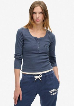 Superdry Langarmshirt ATHLETIC BUTTON DOWN LS TOP im Henley-Stil