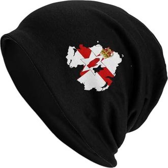 Generic Bonnet Docker Carte du Drapeau De LIrlande du Nord Stretchy Knit Beanie Confortable Casquette Docker pour Sports Ski Femme