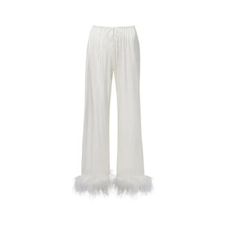 Os&eacute;ree Femme, Pantalons, Blanc, Taille: 40 FR Pantalon Satin&eacute; Bridal Plumage