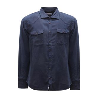Sun 68 Marineblau Overdyed Gabardine Hemd - - Shirts - Herren - Blau - M