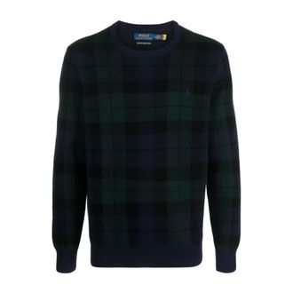 Ralph Lauren Homme, Pulls, Noir, Taille: M Plaid Washable Wool Sweater
