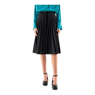 Semicouture Hohe Taille plissierter Midi-Rock - - Skirts - Damen - Schwarzk - XS