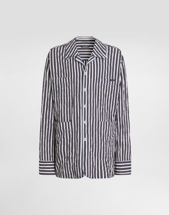Dolce & Gabbana Crinkled Striped Vanity Shirt - Mann Hemden Mehrfarbig 37
