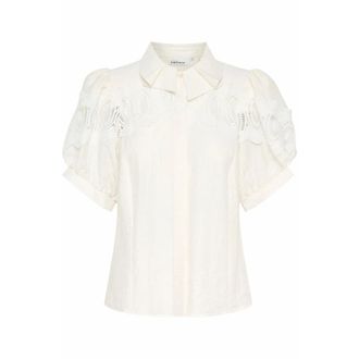 Karen by Simonsen Bluse mit Puff&auml;rmeln - - Blouses & Shirts - Damen - Wei&szlig; - XS