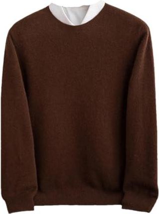 Generic Pull en laine de m&eacute;rinos 100 % pour homme Col rond D&eacute;contract&eacute; et professionnel &agrave; manches longues Doux, caf&eacute;, XXL