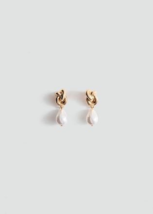Mango Boucles doreilles pendantes perle or - Femme - Taille unique - MANGO