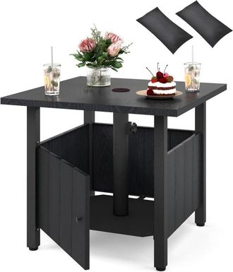 Costway table avec trou pour parasol ext&eacute;rieure c&ocirc;t&eacute; terrasse support base petit bout de table bord de piscine ajustable caf&eacute; terrasse piscine caf&eacute; ext&eacute;rieu
