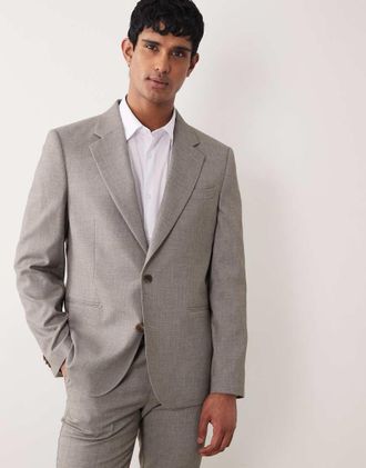 Asos Schmal geschnittene Anzugjacke in Grau meliert
