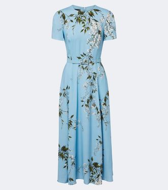 Monique Lhuillier Robe midi ceintur&eacute;e &agrave; fleurs