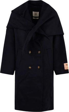 SOLOTRE Double-Breasted Bandana Mantel - - Coats - Damen - Blau - M