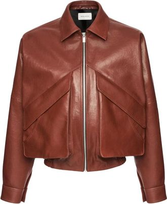 Magda Butrym Femme, Vestes, Rouge, Taille: 36 FR Veste en Cuir Bordeaux