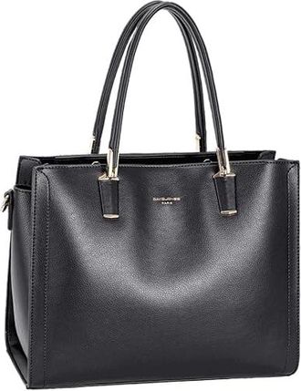 David Jones Paris - Sac Cabas Port&eacute; main Femme Ville - Sac &agrave; main Similicuir Taille Grande - 3 Compartiments - Chic El&eacute;gant Pratique (Black)