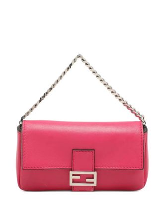 Fendi mini sac Baguette en cuir &agrave; bride cha&icirc;ne format micro (2015) - Rose