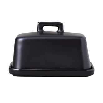 Maxwell & Williams IA0101 Butterdose Schwarz, Porzellan - Epicurious - mit abgerundeter Kante, Deckel-Griff, Geschenkbox