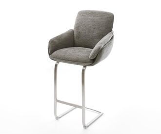 DELIFE Barstuhl Luan-Flex Boucl&eacute; Soft Schlamm Freischwinger Flach Edelstahl Silberfarben, Barst&uuml;hle