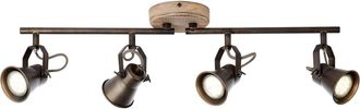 Brilliant Lampe Seed Spotrohr 4flg schwarz stahl/holz hell | 4x PAR51, GU10, 5W, geeignet f&uuml;r Reflektorlampen (nicht enthalten) | K&ouml;pfe schwenkbar/Arme drehbar