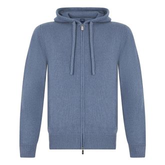 Fedeli Kapuzen-Rei&szlig;verschluss-Strickjacke - - Knitwear - Herren - Blau - L