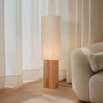 Lindby [NEUWERTIG] B-Ware Lindby Stehleuchte Lampe Kimiko Holz Textil E27 H&ouml;he 100 Cm Stehlampe Leuchte