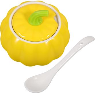 Cabilock Zuckerdose Keramik Gewürzdose Gewürzgläser, Halloween-Kürbis-Dekorationen Zuckerdose mit Deckel und Löffel für Küche, Haushalt, Kaffee Bar