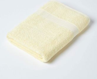 Homescapes gelbes Badehandtuch aus 100% türkischer Baumwolle mit 500g/qm, Flauschiges Badetuch/Duschtuch 70 x 130 cm, zitronengelb