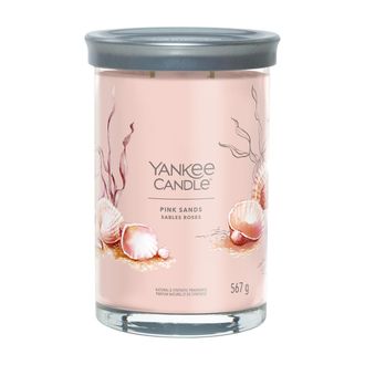 Yankee Candle Company Signature Duftkerze ; große Tumbler-Kerze mit langer Brenndauer Pink Sands ; Soja-Wachs-Mix