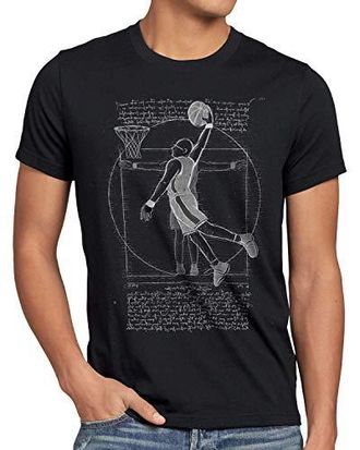 style3 Joueur de Basketball de Vitruve T-Shirt Homme Sport da Vinci Homme, Taille:XL, Couleur:Noir