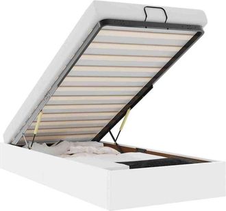 vidaXL Vidaxl - Cadre de lit ottoman blanc 90x200 cm - Similicuir durable - M&eacute;canisme de levage hydraulique - Rangement sous le lit optimis&eacute;