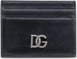 Dolce & Gabbana Homme, Accessoires, Noir, Taille: ONE Size Porte-cartes en cuir de veau Tempesta