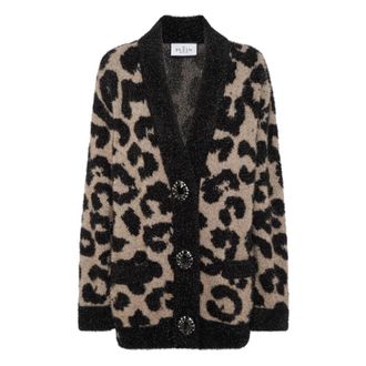 Philipp Plein Lurex Cardigan Leopard - - Knitwear - Damen - Braun - M