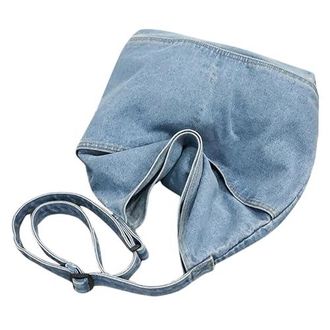 BESPORTBLE Outanaya Grand Paquet Fourre-Tout en Toile de Jean Bleu Clair Paquet &agrave; Bandouli&egrave;re Simple pour Femme Grosse Capacit&eacute; Polyvalent pour &Eacute;cole pour Voyage