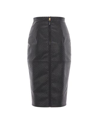 Elisabetta Franchi Faux Leather Scale-Texture Skirt - Black