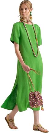 Maliparmi Maliparmi, Femme, Robes, Vert, Taille: 40 FR Robe Intemporelle en Lin