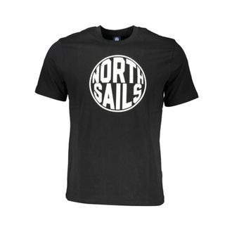 North Sails Schwarzes Baumwoll T-Shirt mit Logo-Druck - - Tops - Herren - Schwarzk - L