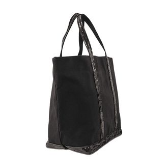 Vanessa Bruno Womens Black Canvas And Sequin Tote L + Zip Cotton Totes-shopping-bags