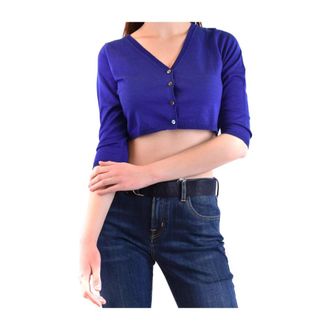 P.A.R.O.S.H. Blauer V-Ausschnitt Cardigan Fr&uuml;hling/Sommer - - Knitwear - Damen - Blau - L