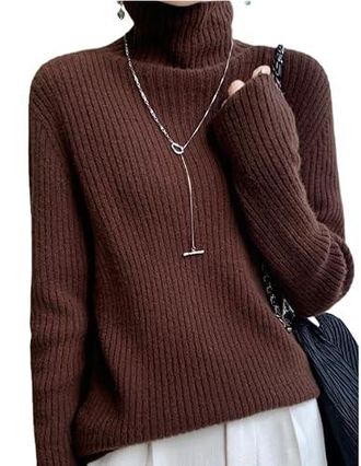 Generic Pull Femme Hiver Pull &Agrave; Col Roul&eacute; en Laine M&eacute;rinos 100% pour Femme Manches Longues Maille C&ocirc;tel&eacute;e &Eacute;pais Et Chaud Id&eacute;al pour lhiver LAutomne Et Le Prin