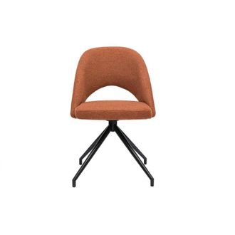 Miliboo Stuhl aus rostbraunem Stoff mit texturiertem Samteffekt und schwarzem Metall 360&deg; drehbar COSETTE