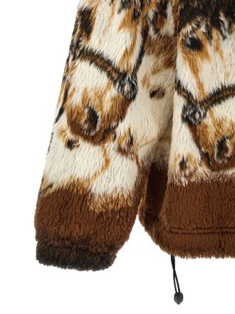Maison Margiela Equestrian-Graphic Plush Puffer Jacket - Brown