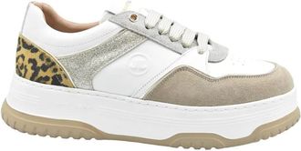 Janet & Janet Low-Top Sneaker - Platform Sneakers With Leopard Print - Gr. 36 (EU) - in Wei&szlig; - f&uuml;r Damen