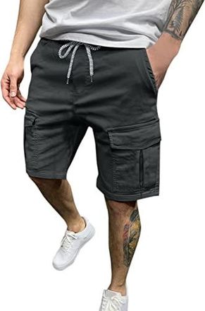 Generic Pantalon cargo pour homme d&eacute;contract&eacute; avec poche et cordon de serrage, gris, M