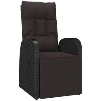 vidaXL Vidaxl - Gartensessel Verstellbar mit Kissen Schwarz Poly Rattan
