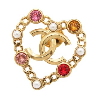 Chanel Broche Coeur CC Pre-owned avec Perles et Cristaux - Femme - Pre-owned - Multicolore - Taille: ONE Size