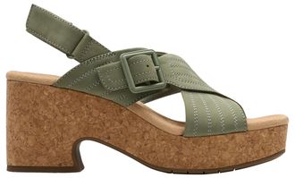 Clarks Damen Nerisa West Sandale, Sage Nubuck, 39.5 EU