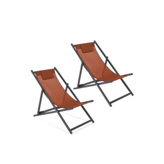 IDMarket Idmarket - Satz von 2 Chiliennes lota aus Stahl und Textilene-Gewebe Terracotta
